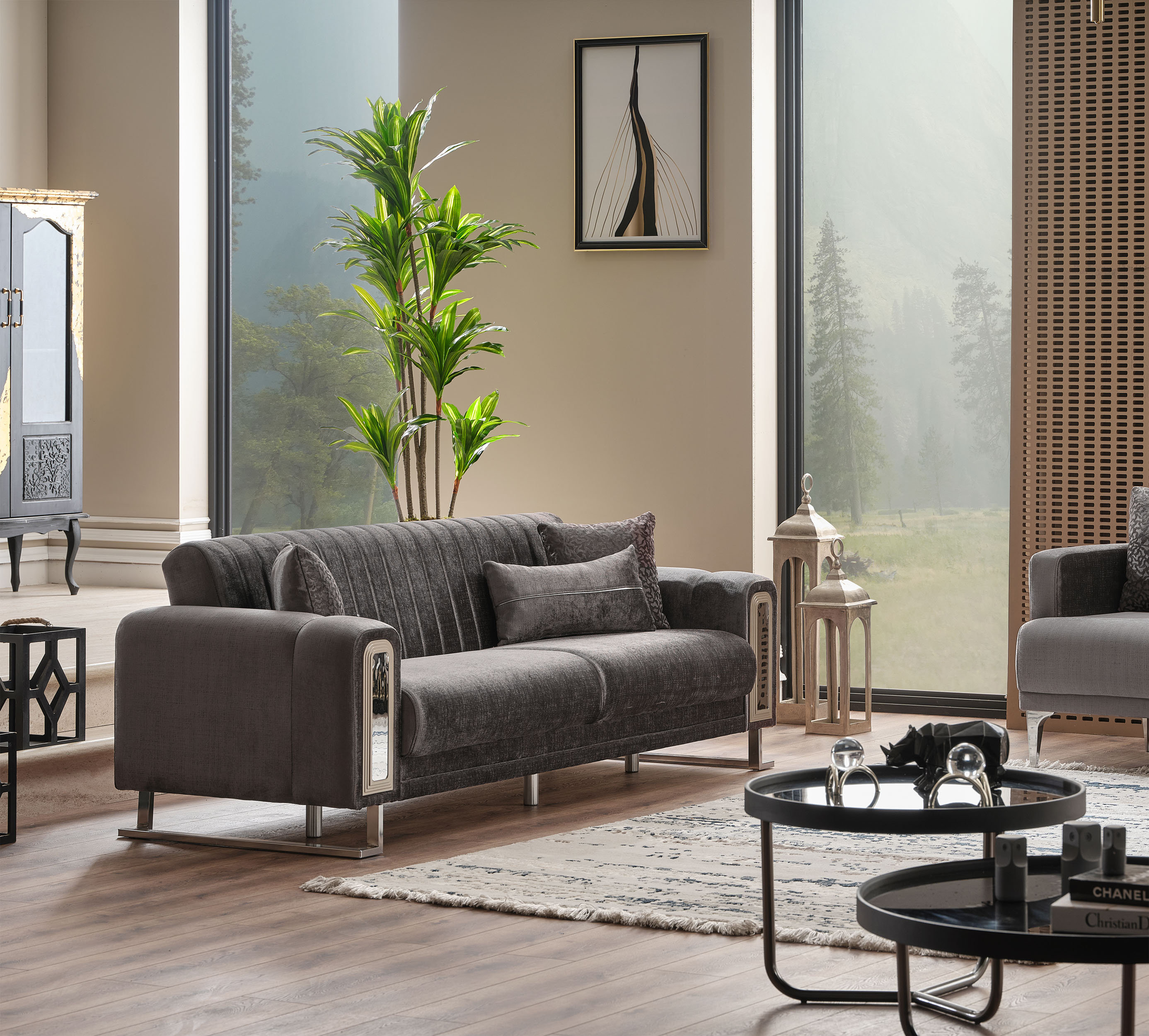 Everly Quinn Luxury Modern Upholstered Sofa With Metal Legs And Channel ...