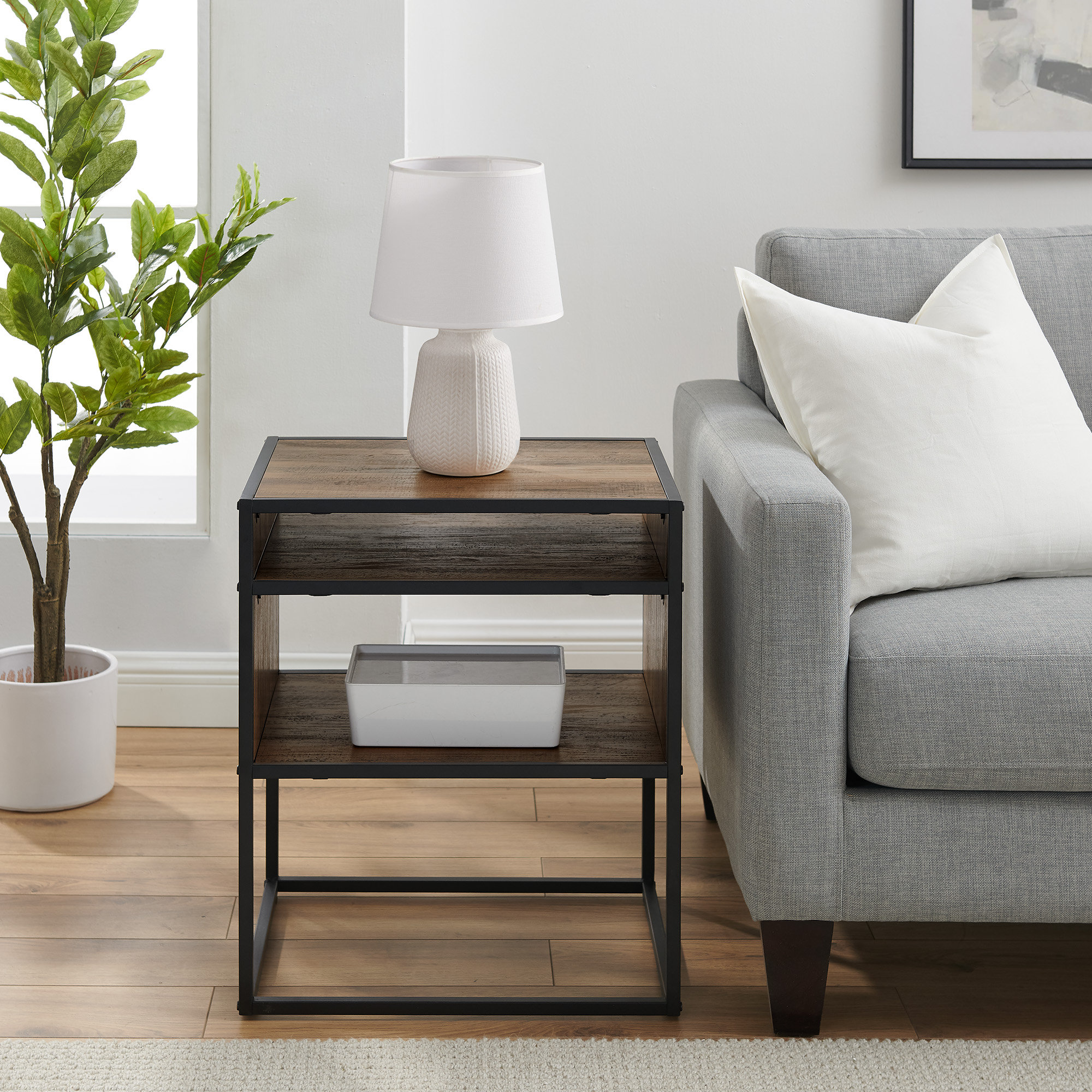 17 Stories Barkad Frame End Table with Storage & Reviews | Wayfair