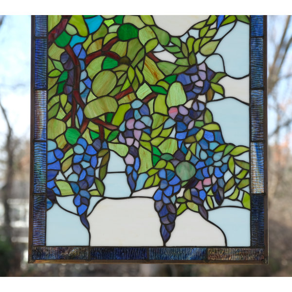 Astoria Grand Tiffany Stained Style Glass Window Panel Wisteria Flowers ...