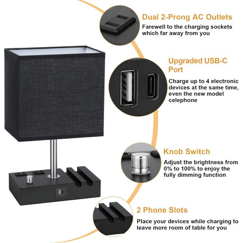 Latitude Run® Wood USB Desk Lamp | Wayfair