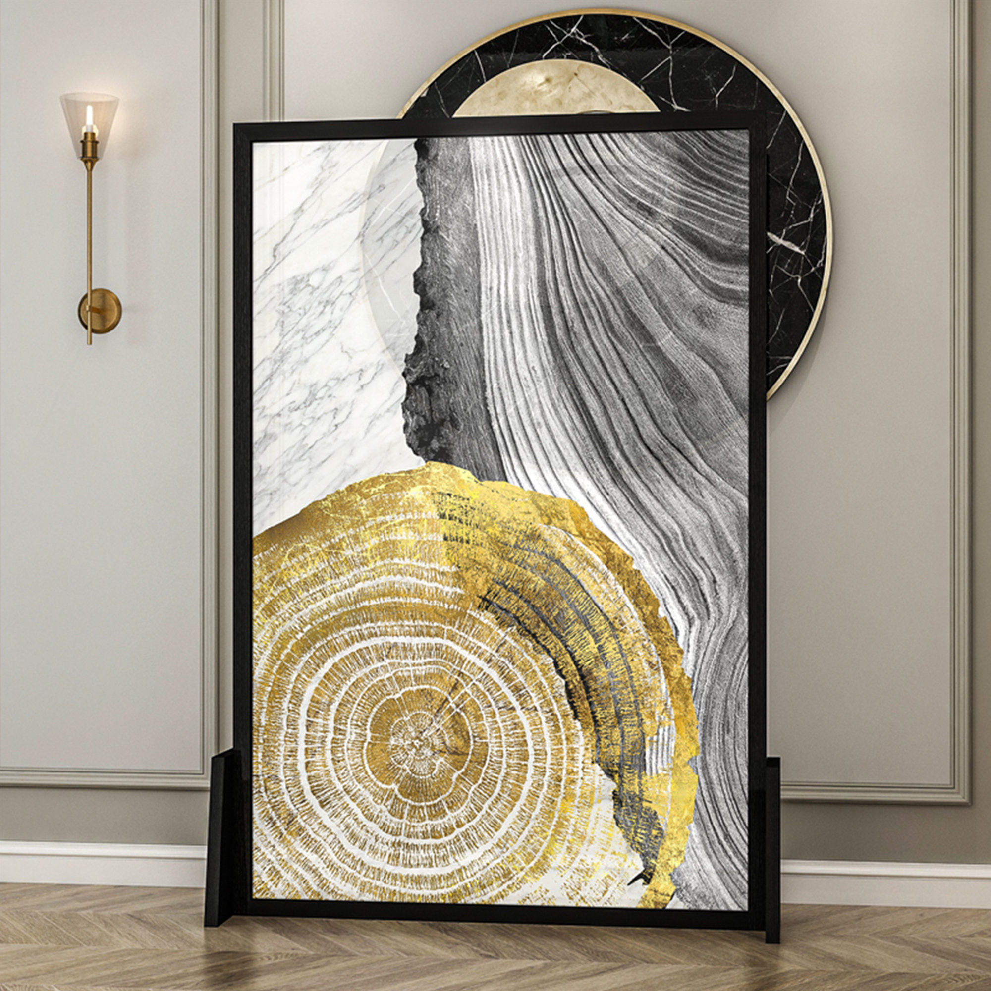 Sleek Surface Designs Abstract Tree Ring Wood Screen | Wayfair