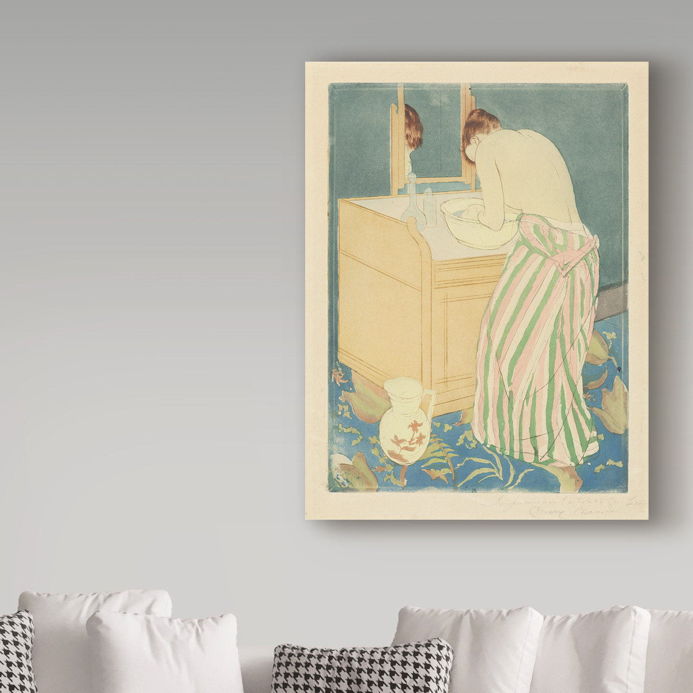 Trademark Fine Art 'Woman Bathing' Oil Painting Print on Wrapped Canvas ...