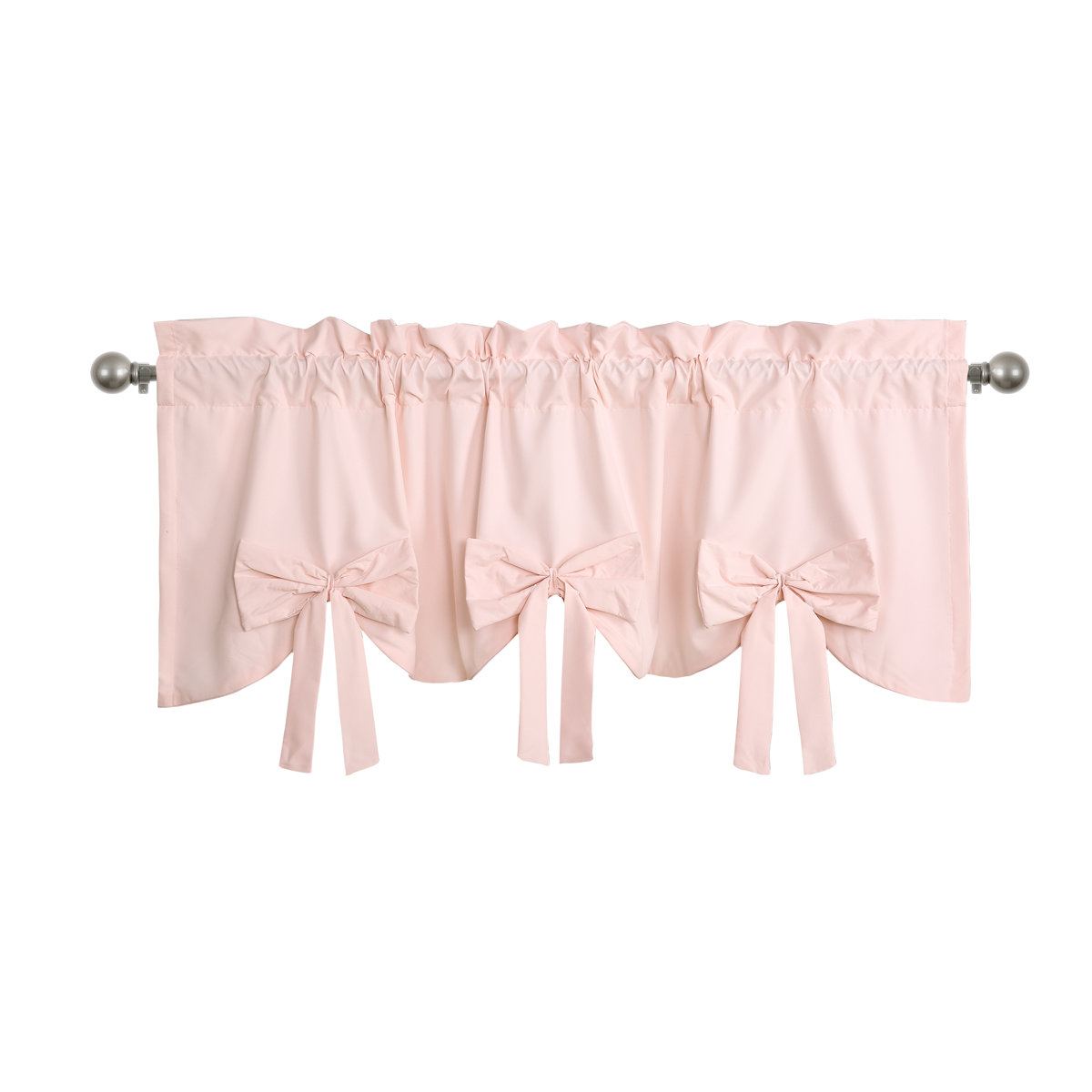 Lush Decor Melody Bow Scalloped 52" Window Valance in Blush/White/Light ...