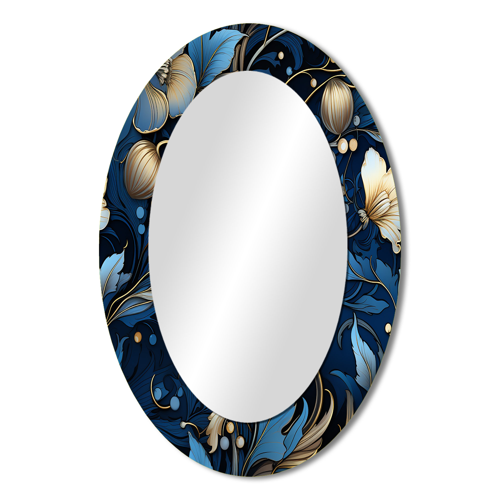 East Urban Home Tiefort - Blue Oval Wall Mirror Decor | Wayfair