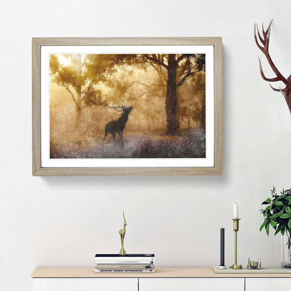 East Urban Home Deer Stag in an Autumn Forest - Picture Frame Graphic ...