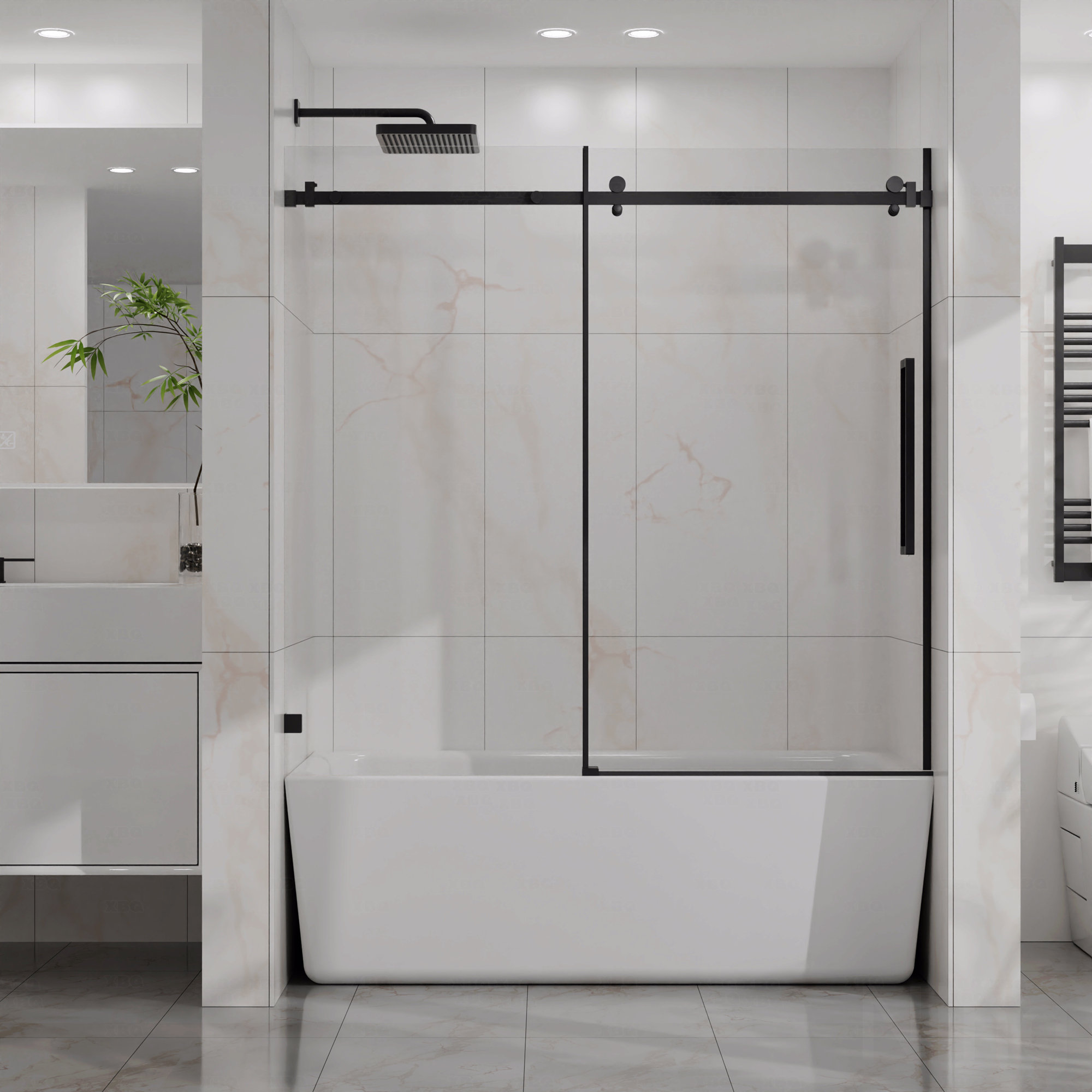 Ning Frameless Design Bathtub Shower Door, Sleek Style Silent Sliding ...