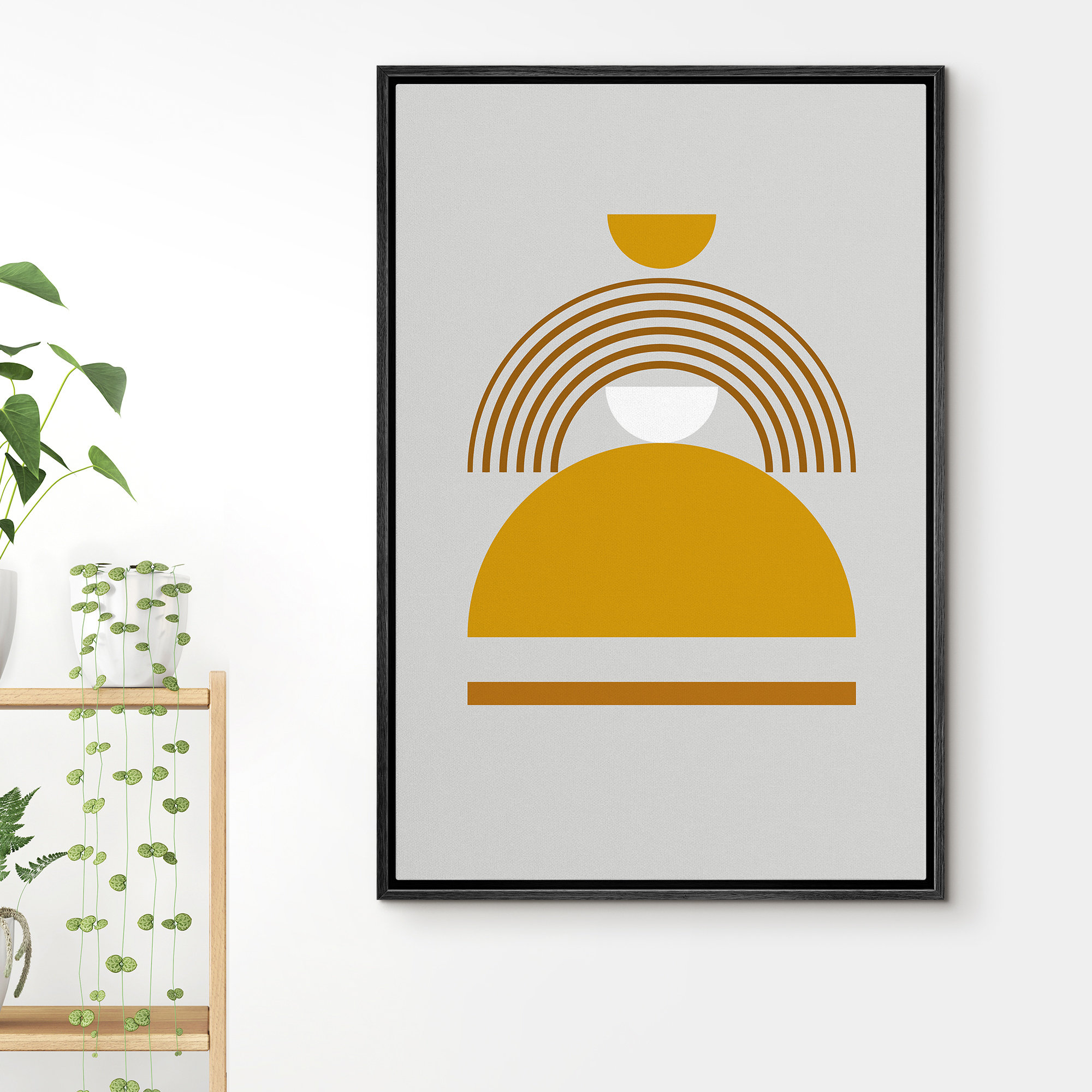 IDEA4WALL Inverted Semi Circles With Lines Framed On Canvas Print | Wayfair