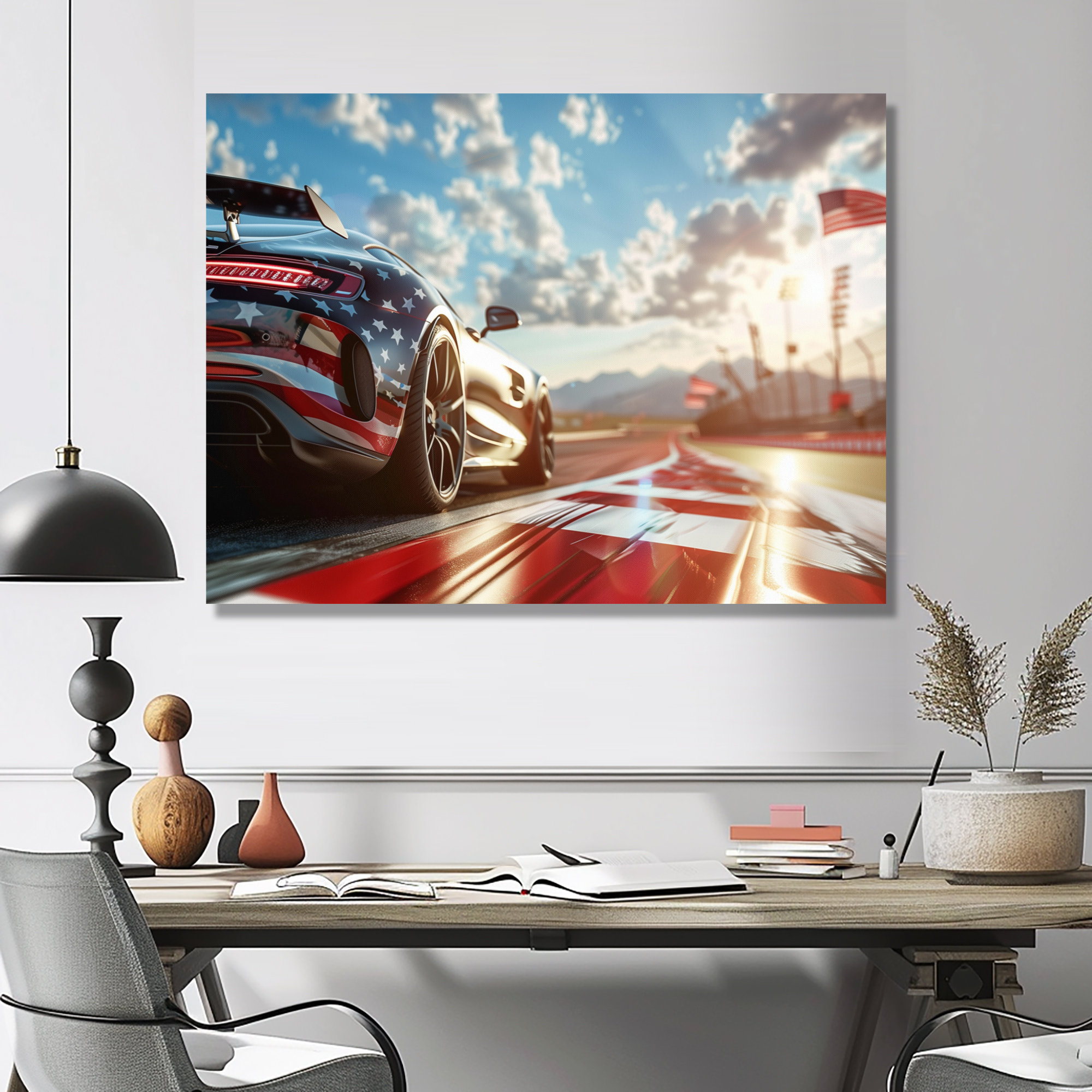 Ebern Designs Sports Car At The Track - Race Tracks Wall Art Print ...
