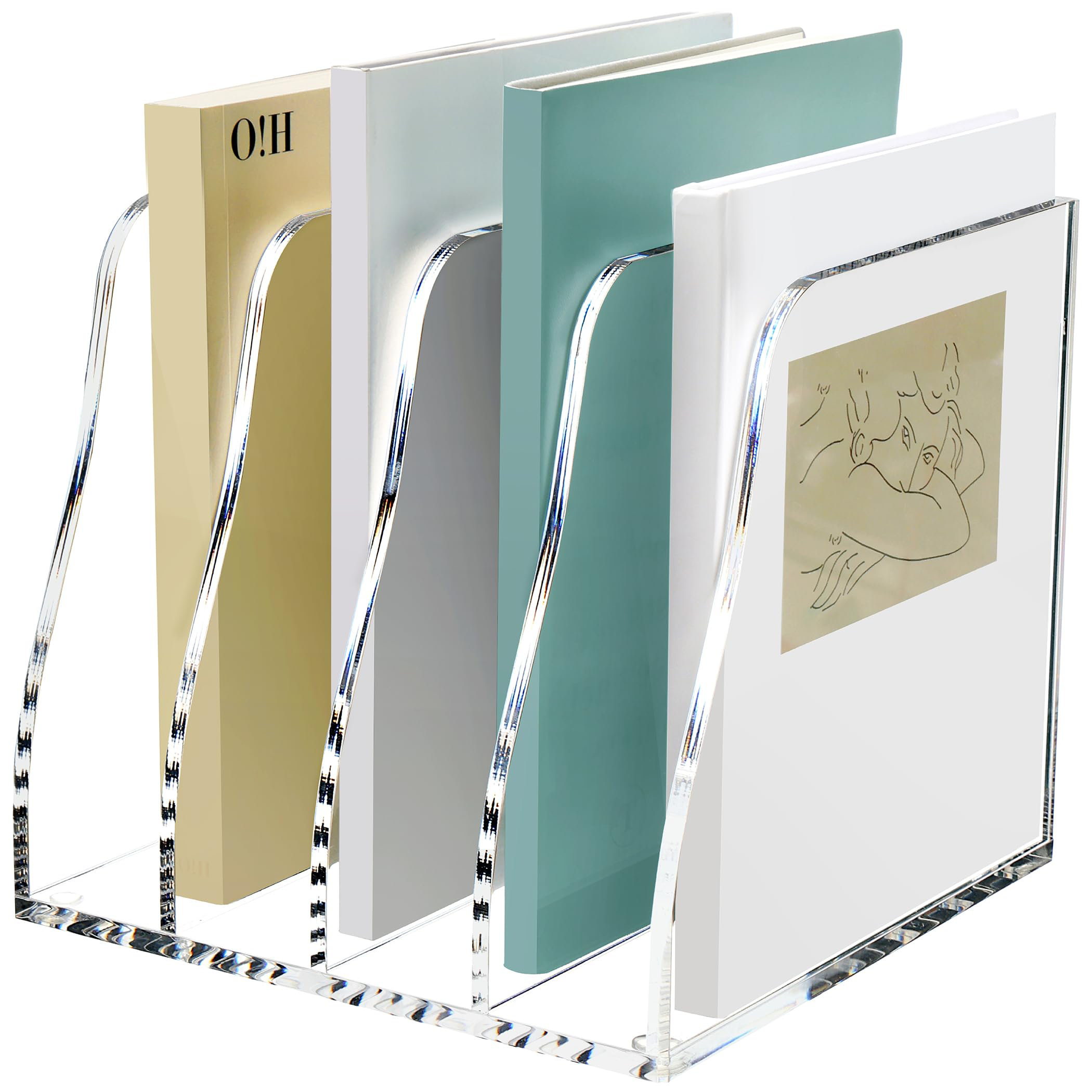 Ivy Bronx Desktop 4 Vertical Dividers Transparent Magazine File Rack ...