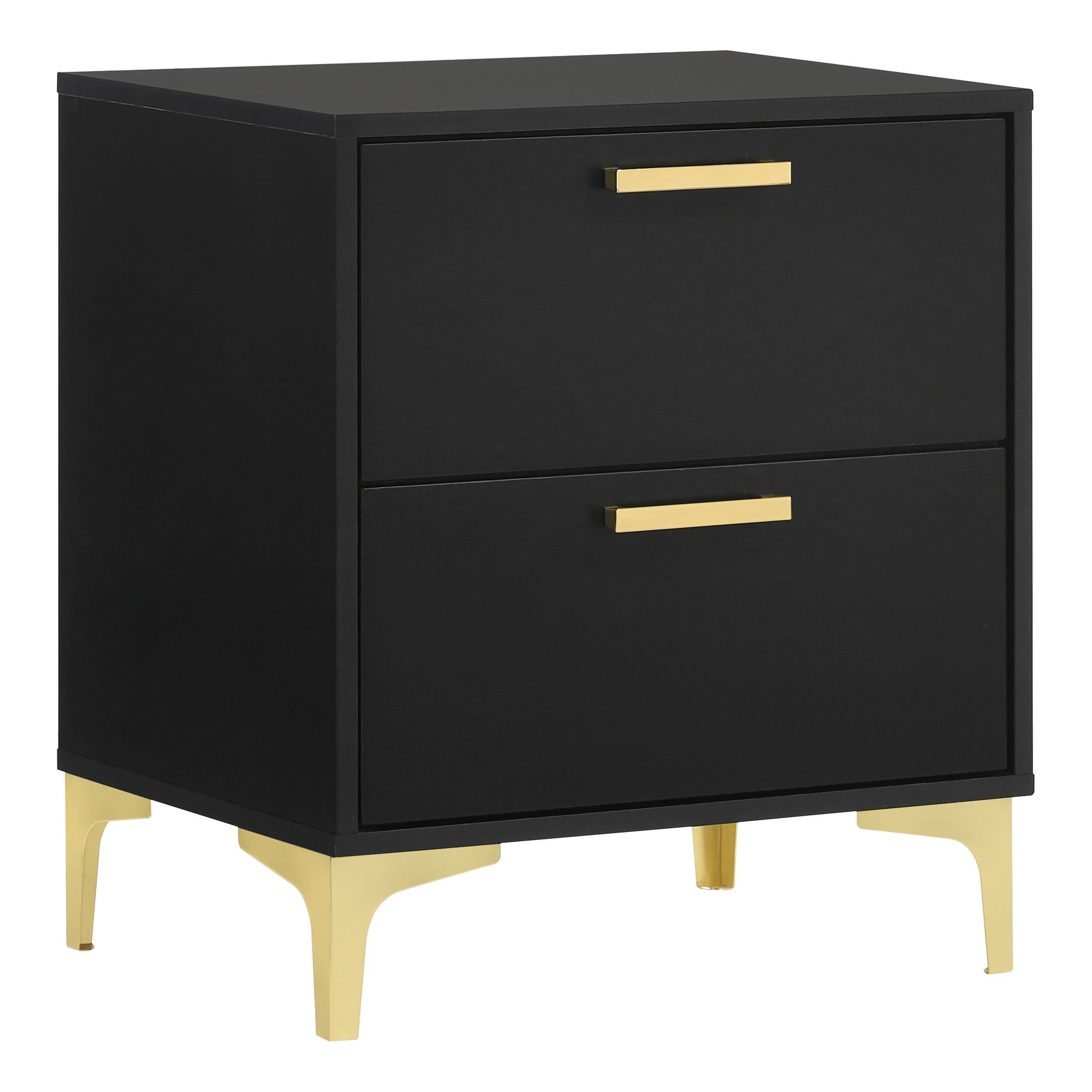 Mercer41 Jamond 2 - Drawer Nightstand in Black/Gold - Wayfair Canada
