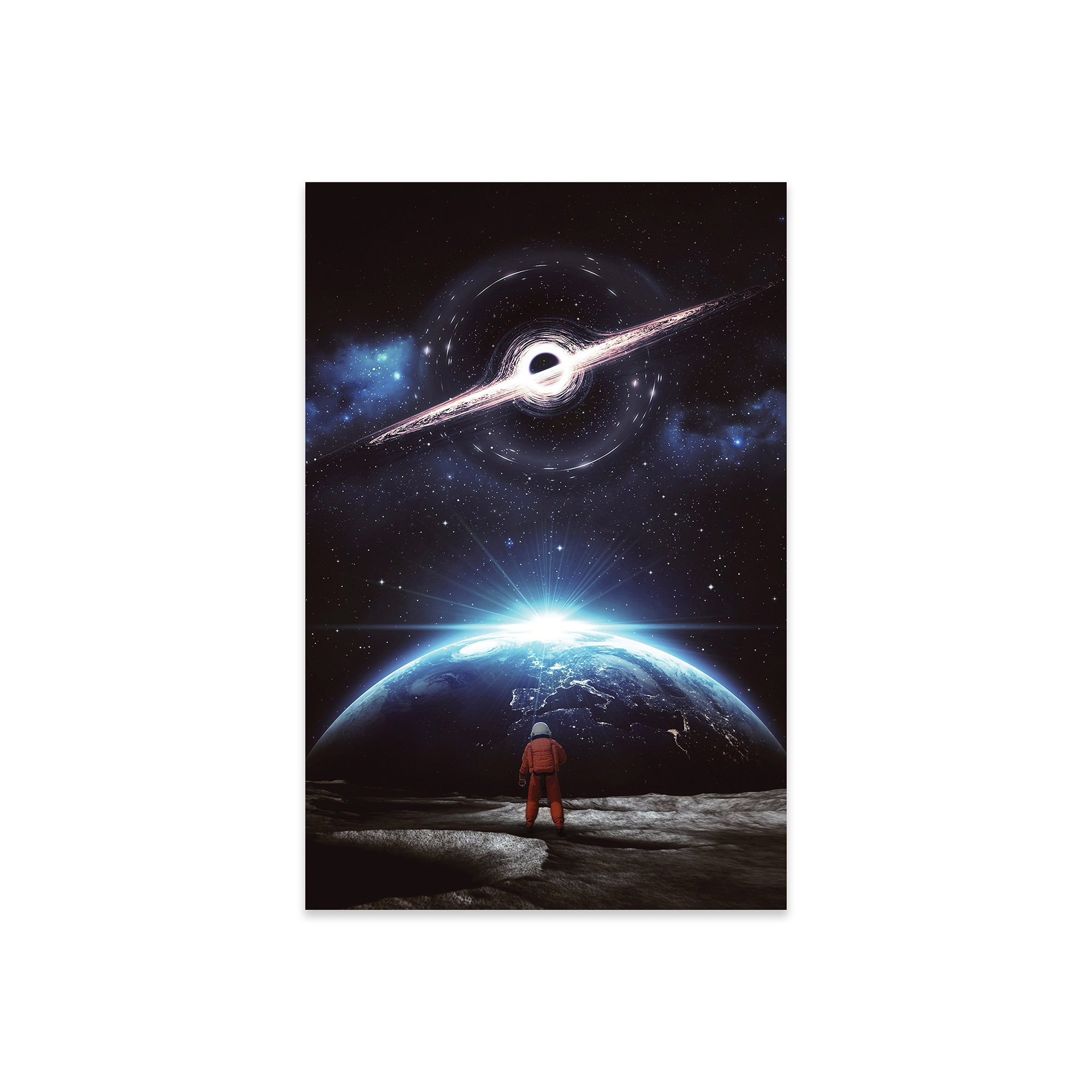 Ebern Designs Astronaut On Moon With Space Earth View Print On Acrylic ...