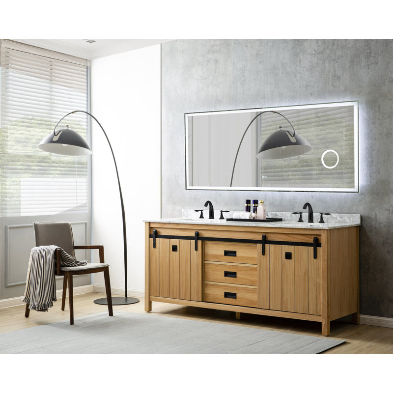 Hokku Designs Malanna 72'' Double Bathroom Vanity with Marble Top with ...