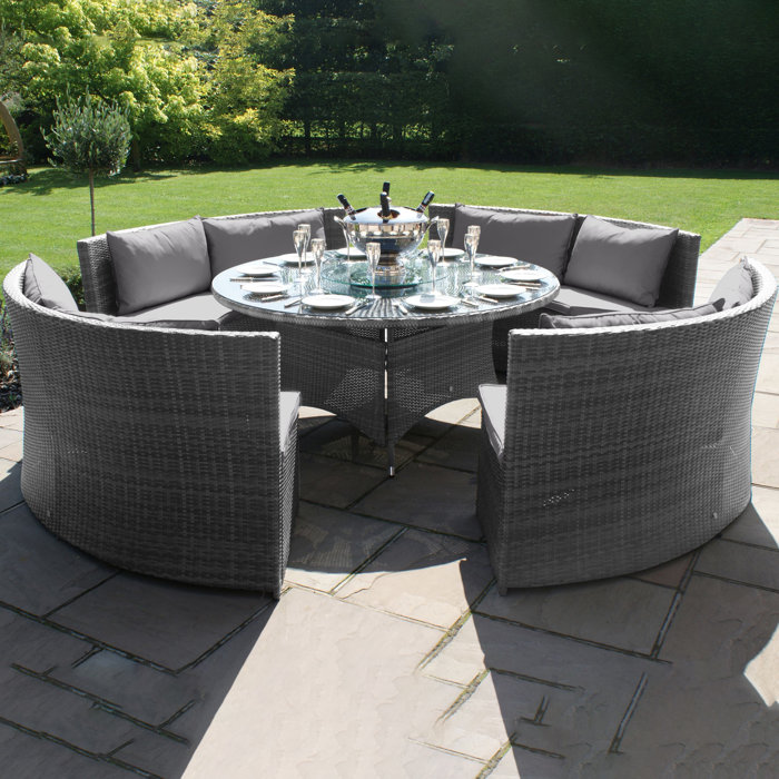 Dakota Fields Macclenny Round Rattan Sofa Dining Set | Wayfair.co.uk