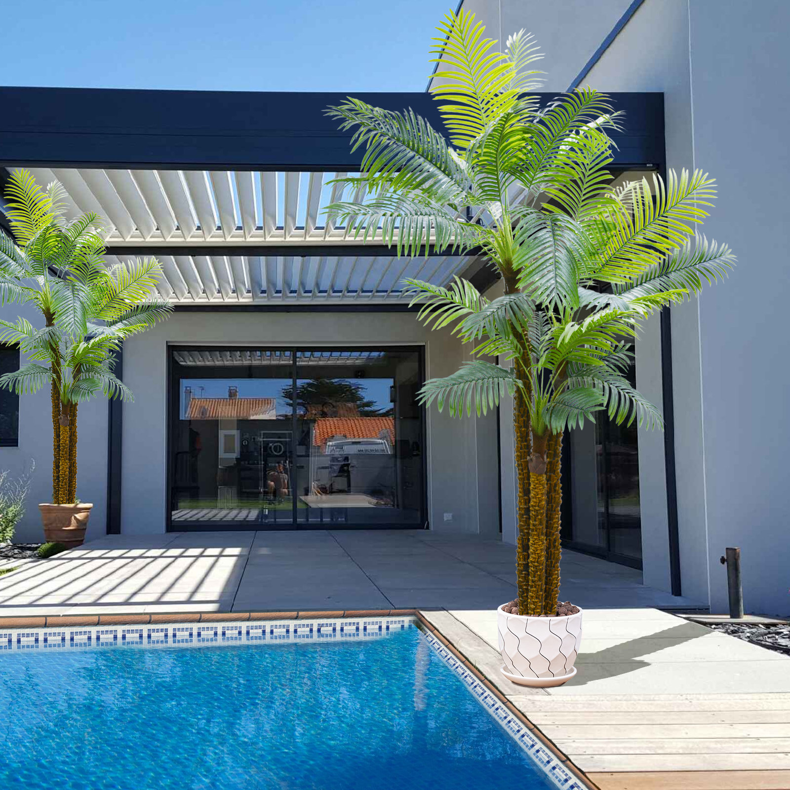 Primrue Artificial Palm Tree For Outdoors Triple Tropical Phoenix Palm ...