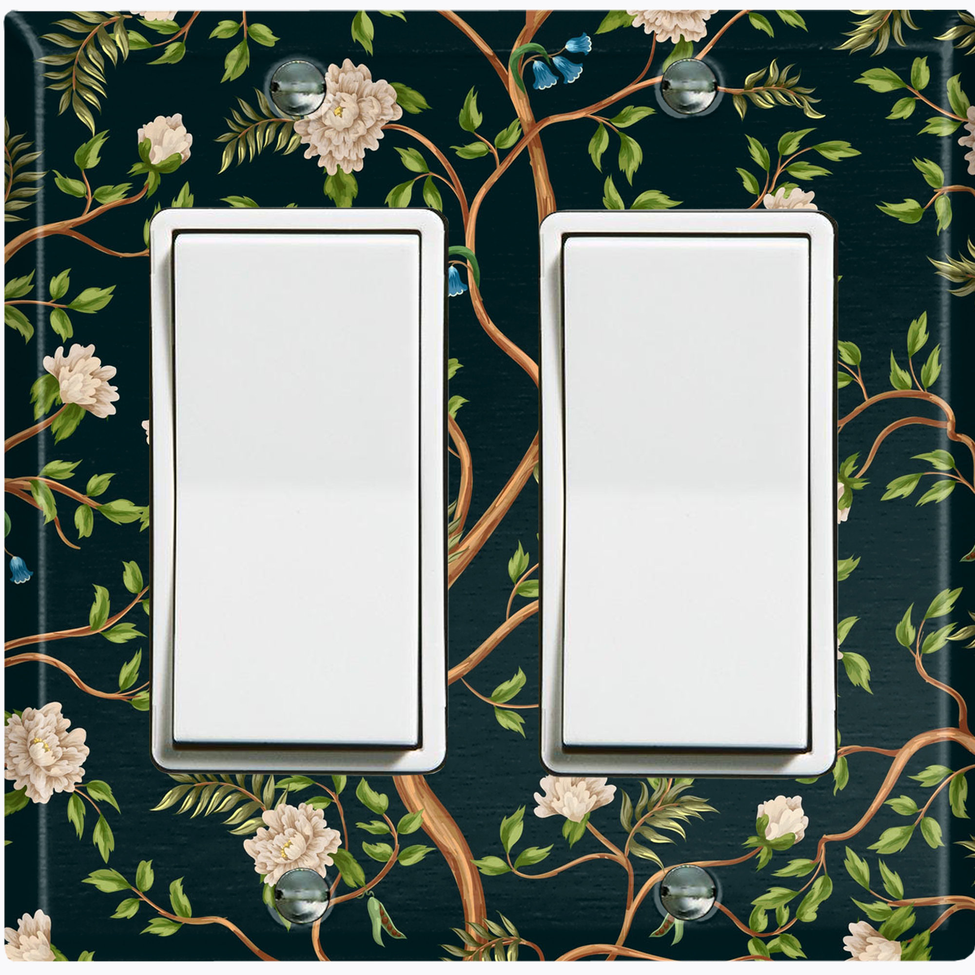 WorldAcc Flower Green Tree Branch -Gang Toggle Light Switch Wall Plate ...