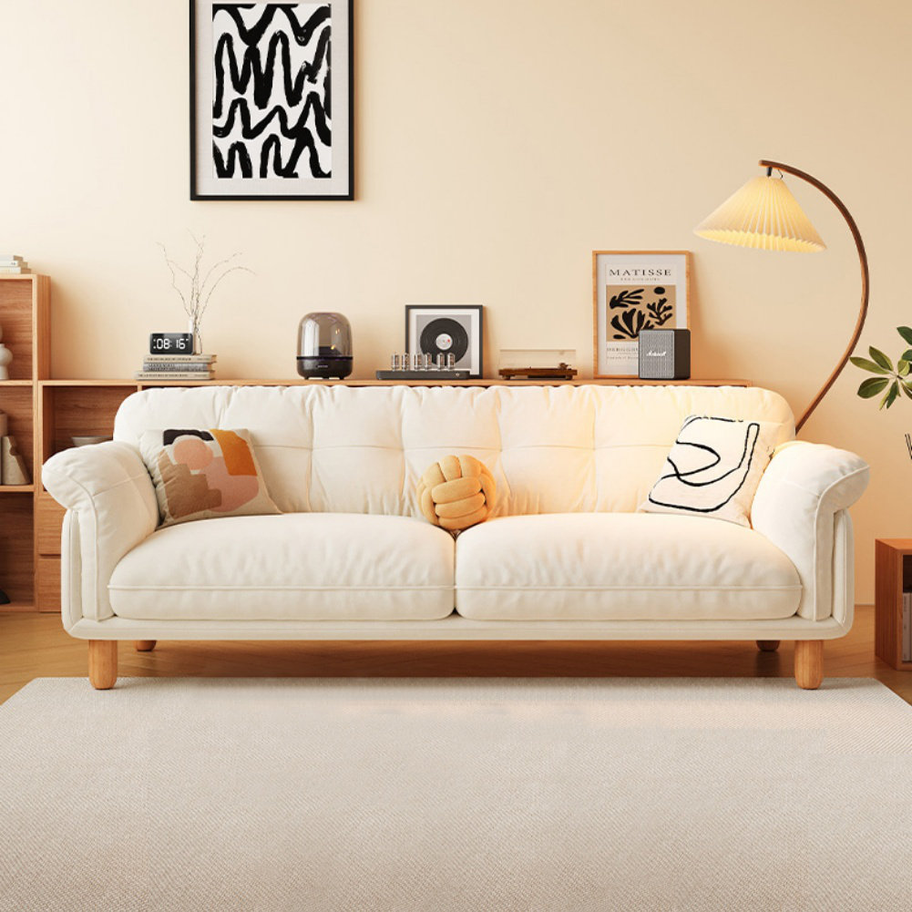 Walkoly Cherry Wood Minimalist Straight Row Sofa | Wayfair