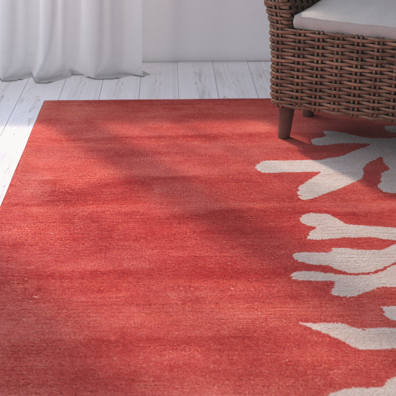 Rosecliff Heights Granger Floral Handmade Tufted Wool Orange Area Rug ...