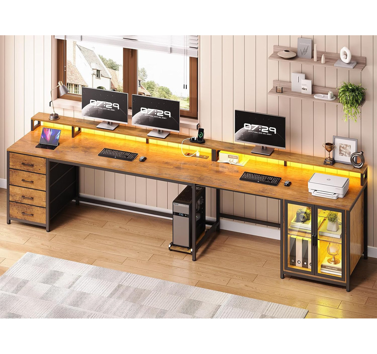 Inbox Zero Hansbury Reversible Desk with Built in Outlets & Reviews ...