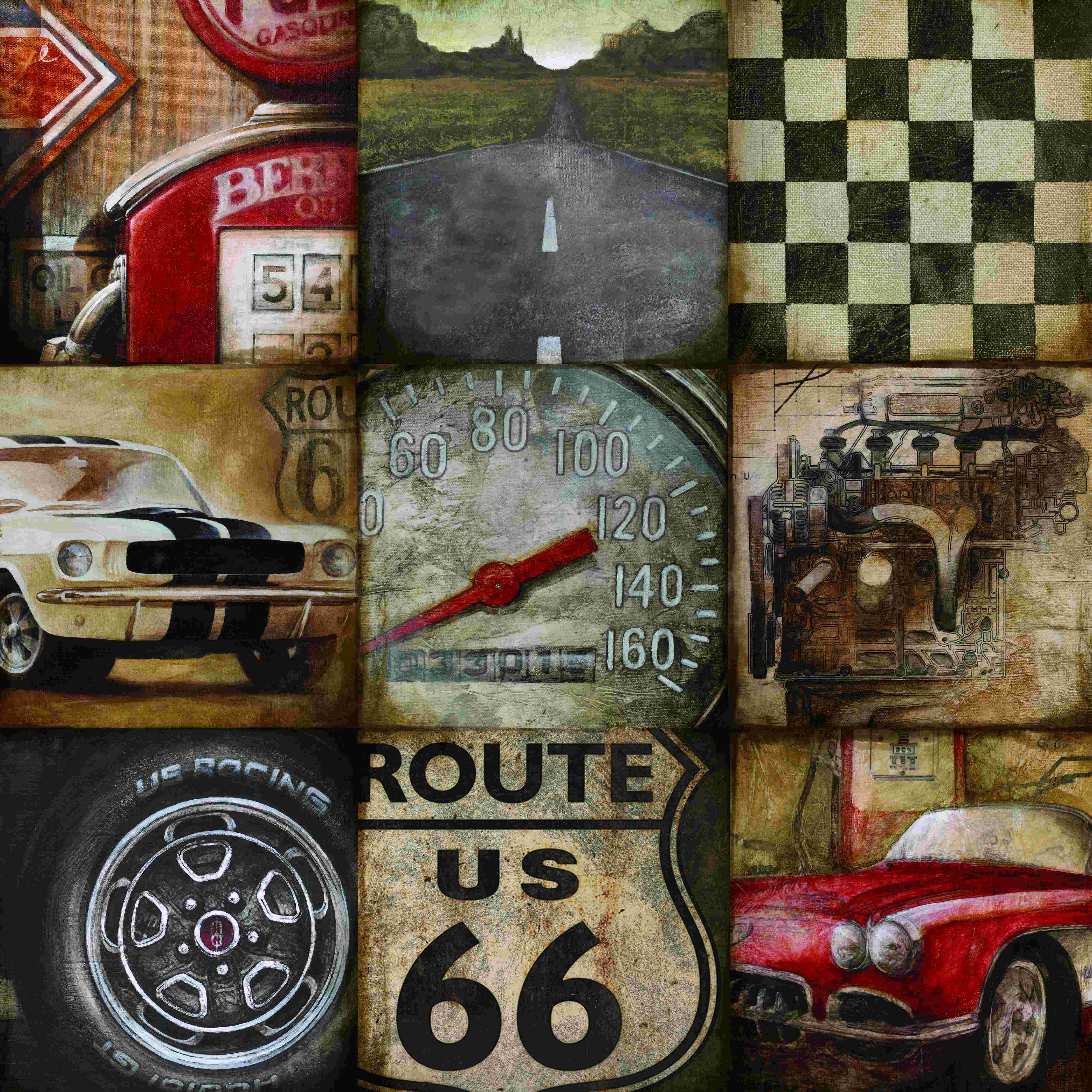 Winston Porter Cars 9 Times - Wrapped Canvas Painting | Wayfair