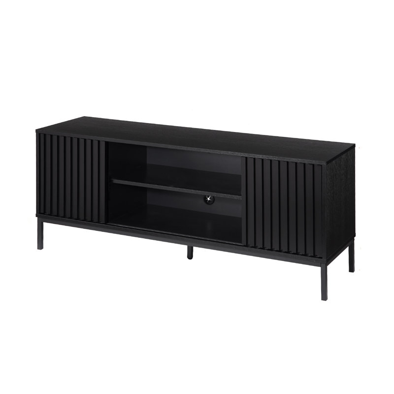 Ebern Designs Modern Tv Cabinet With Wave Stripe Sliding Door | Wayfair