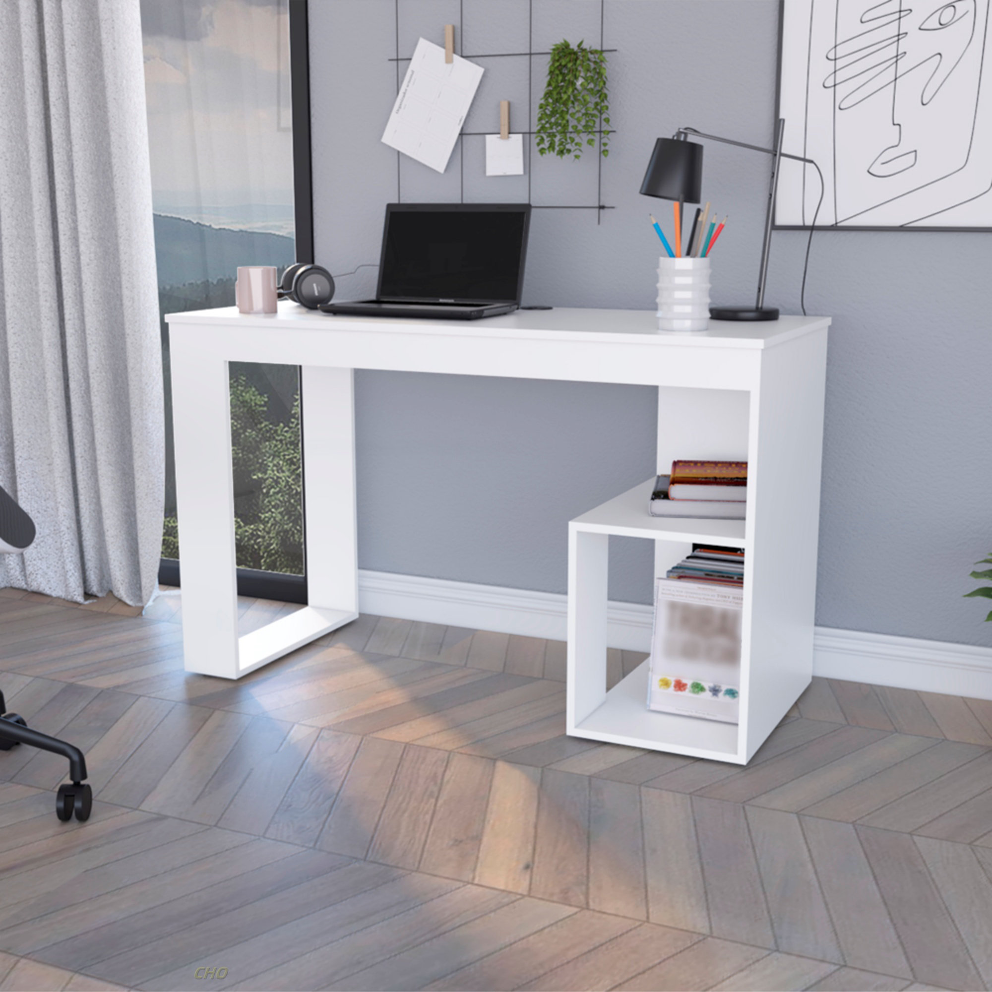 Latitude Run® Desk Adona, Office, White | Wayfair