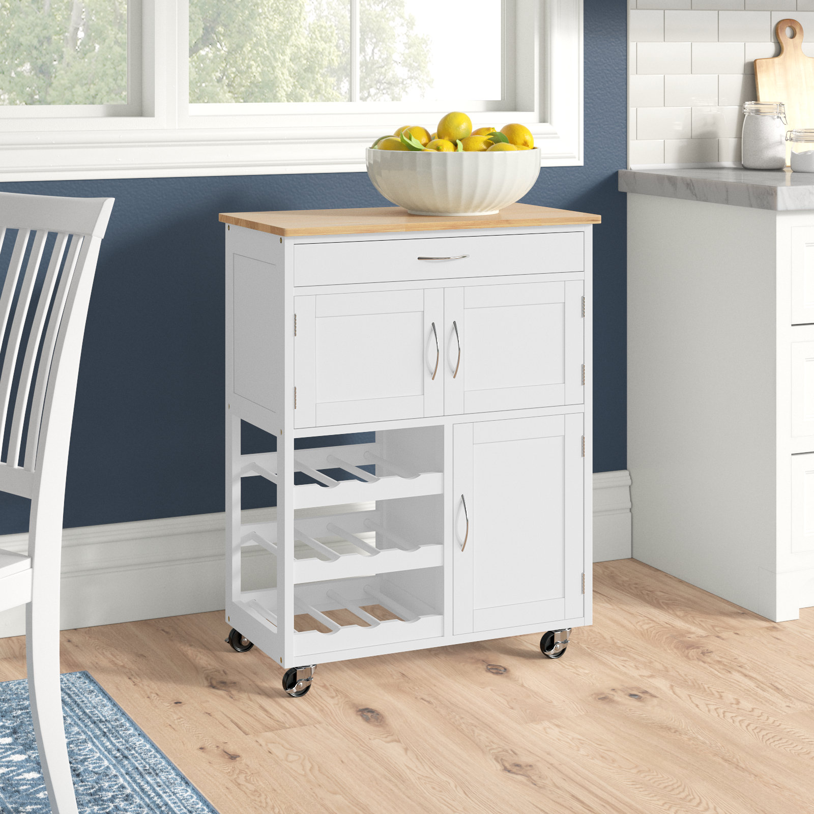 Lark Manor™ Akieba Kitchen Island On Wheels, Rolling Kitchen Cart With ...