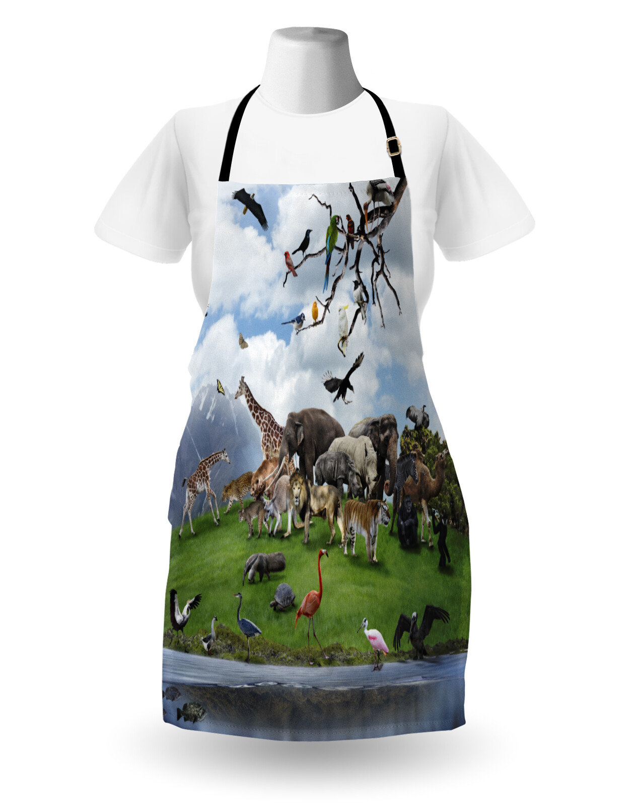 East Urban Home Wildlife Apron Unisex, Tropic Animal Collage, Adult ...