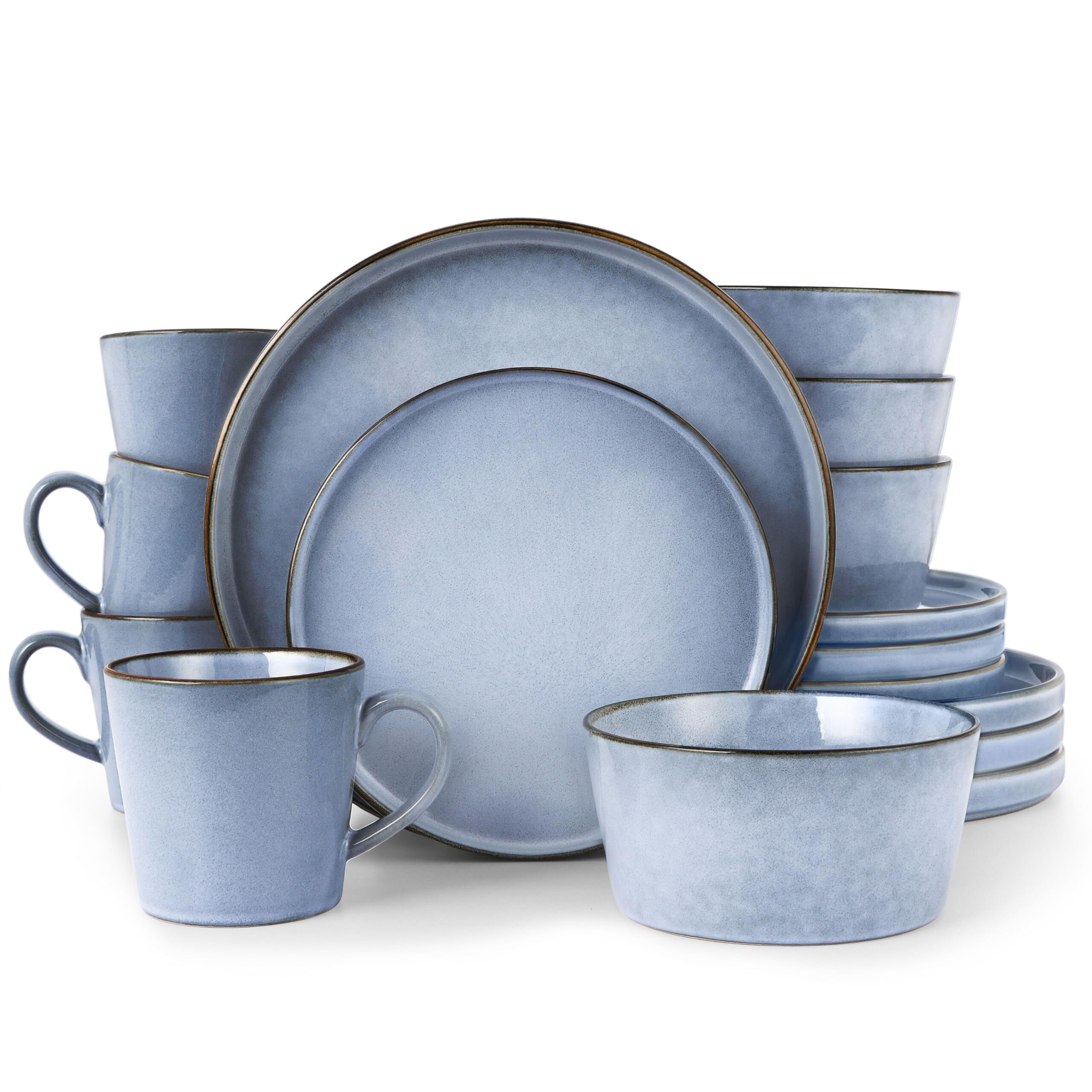 Hokku Designs 16-Piece Stoneware Dinner Plates and Bowls Set for 4 ...