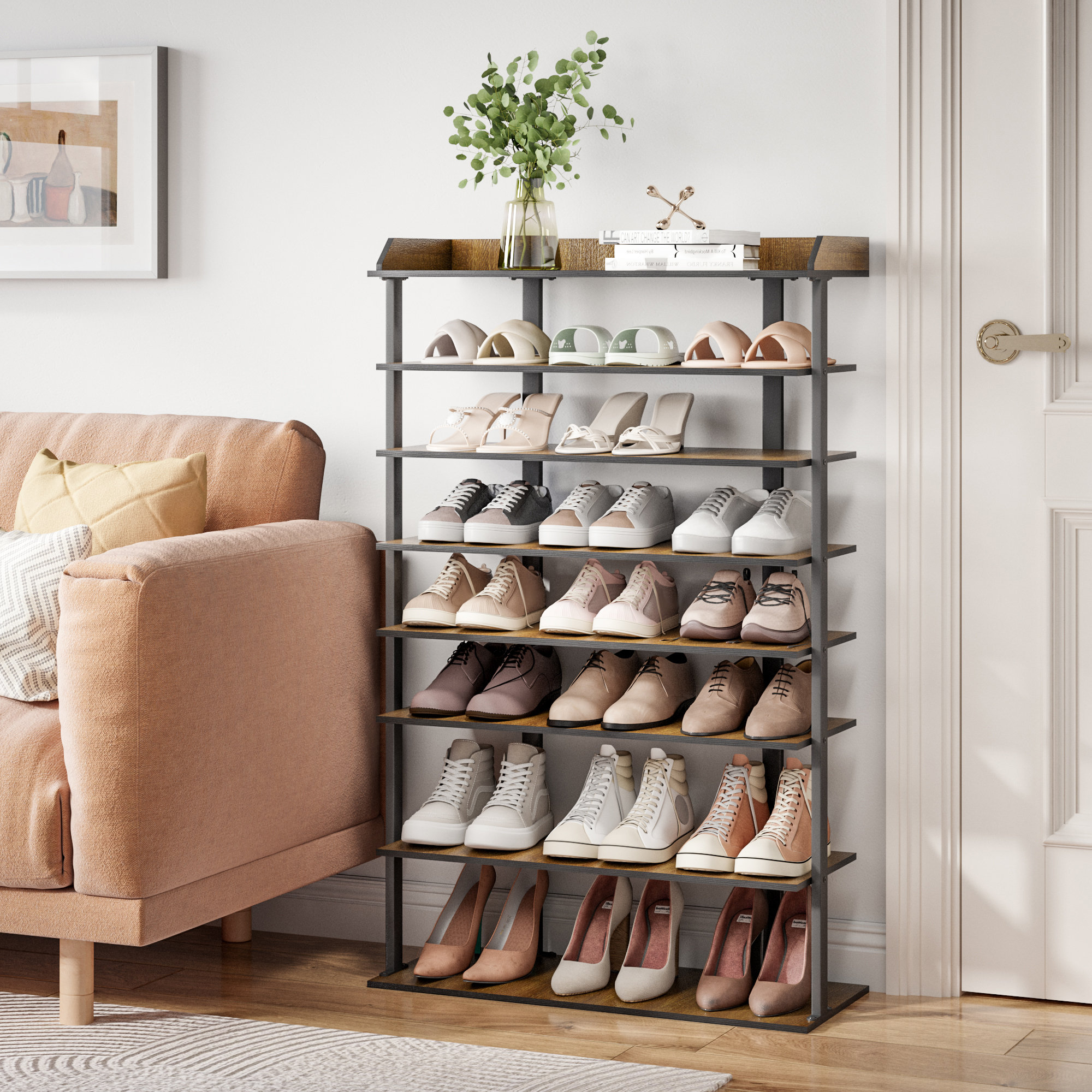 17 Stories 8-Tier Modern Shoe Rack for 24 Pairs of Shoes | Wayfair