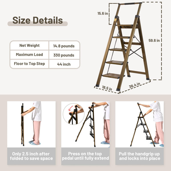 WFX Utility™ 5 - Step Aluminum Folding Small Step Ladder | Wayfair
