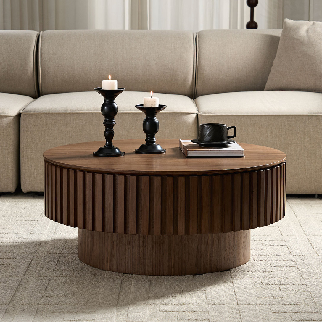 Corrigan Studio Table basse ronde en bois avec rangement - Wayfair Canada