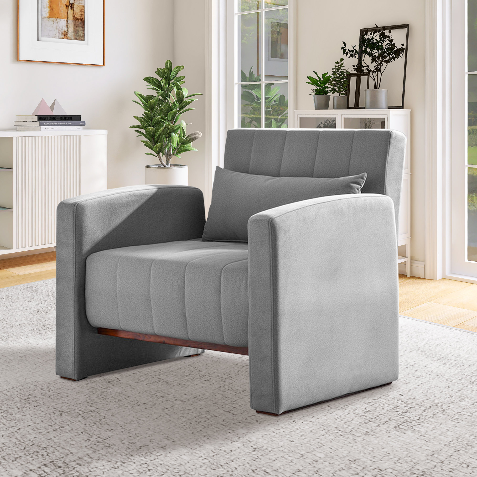 Ebern Designs 3-in-1 Convertible Adjustable Sleeper Chair Bed | Wayfair