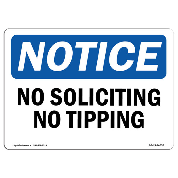 SignMission Osha Notice - No Soliciting or Tipping Sign | Wayfair