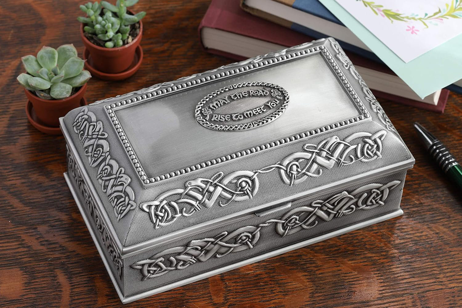 Bloomsbury Market Irish Celtic Pewter Jewellery Box With May The Road ...