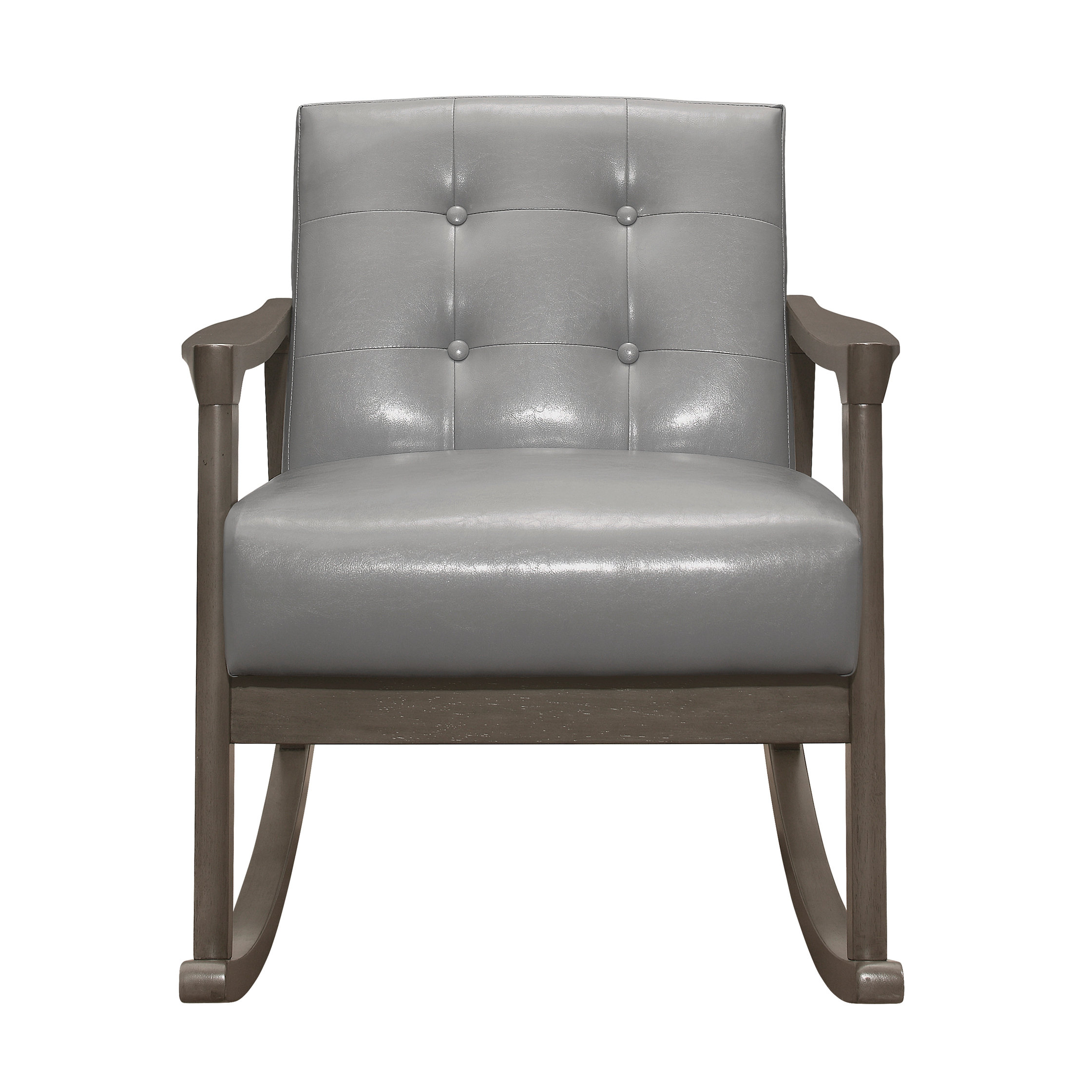 Corrigan Studio® 1pc Luxe Gray Faux Leather Button Tufted Rocking Chair ...