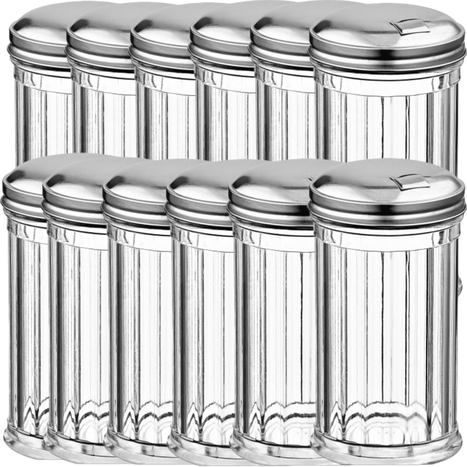Stack man Sugar Shaker With Stainless Steel Pour-Fip Lid, Clear Plastic ...