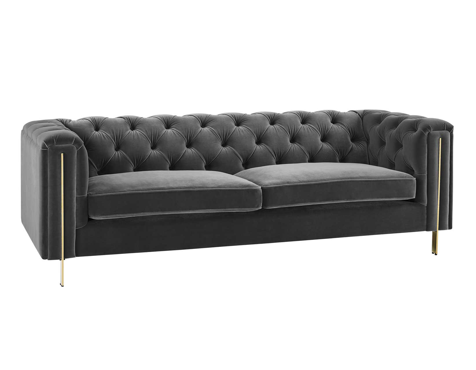 Mercer41 Charlene Velvet Button Tufted Rolled Arm Chesterfield Sofa ...