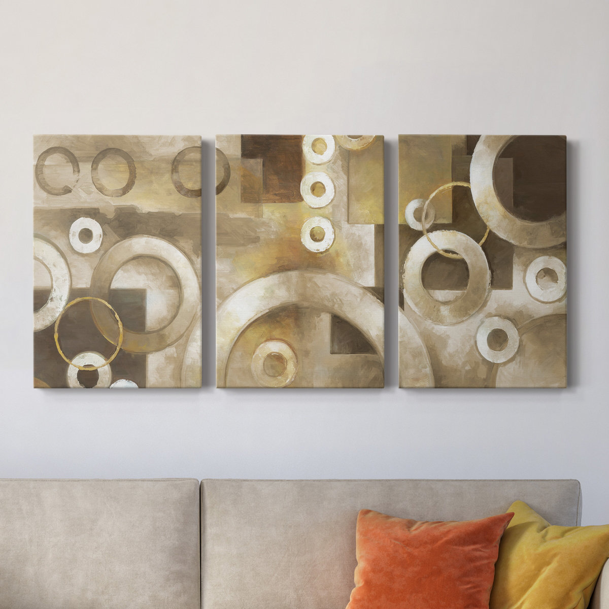 Ivy Bronx Neutral Motion - 3 Piece Wrapped Canvas Painting Set | Wayfair