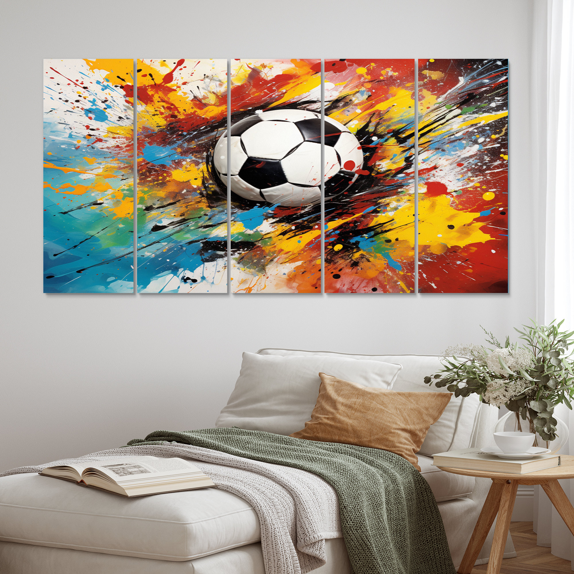 Winston Porter Abstraction Soccer Ball - Sports Wall Decor - 5 Equal ...