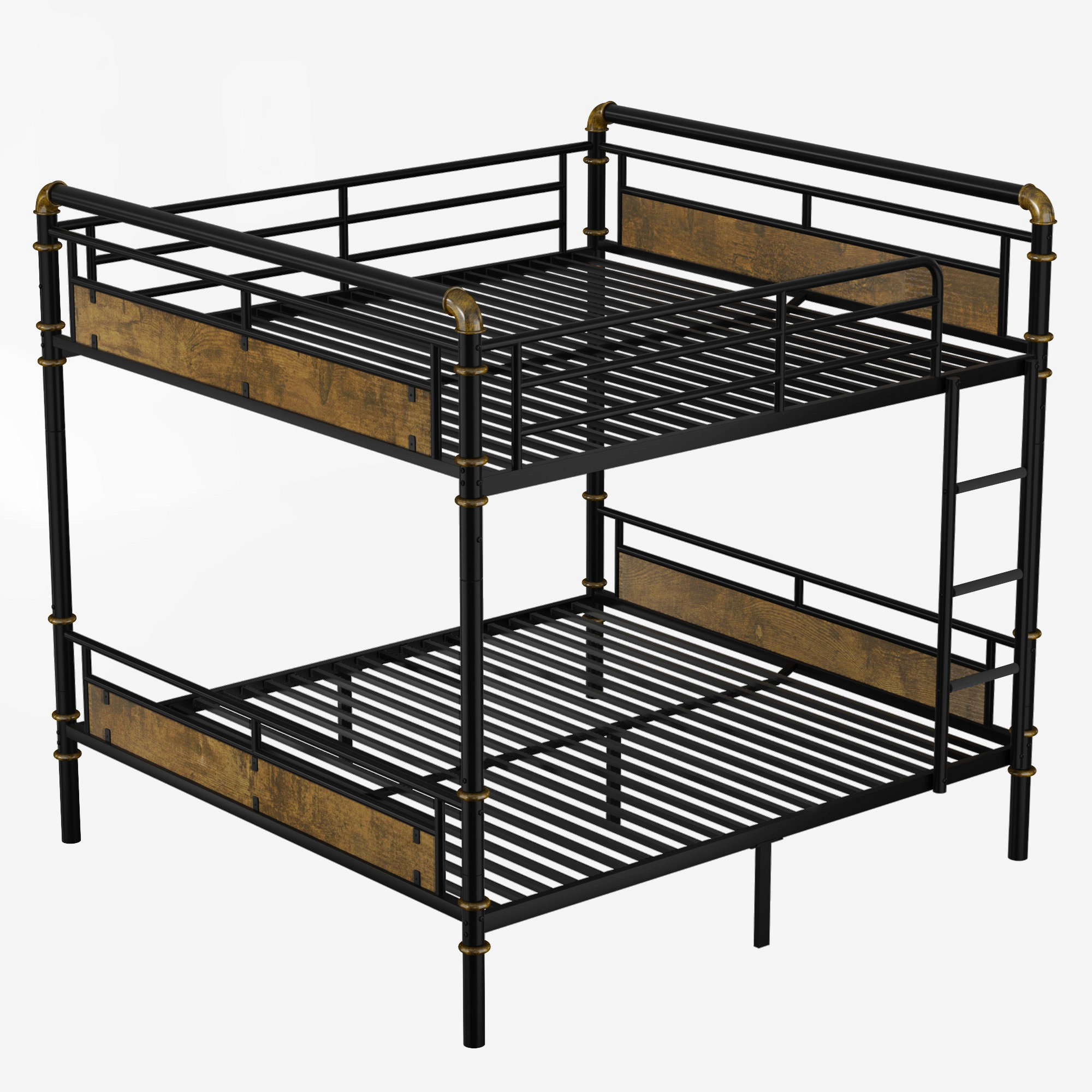 Mason & Marbles Over Metal Bunk Bed, Industrial Detachable Bunkbeds ...