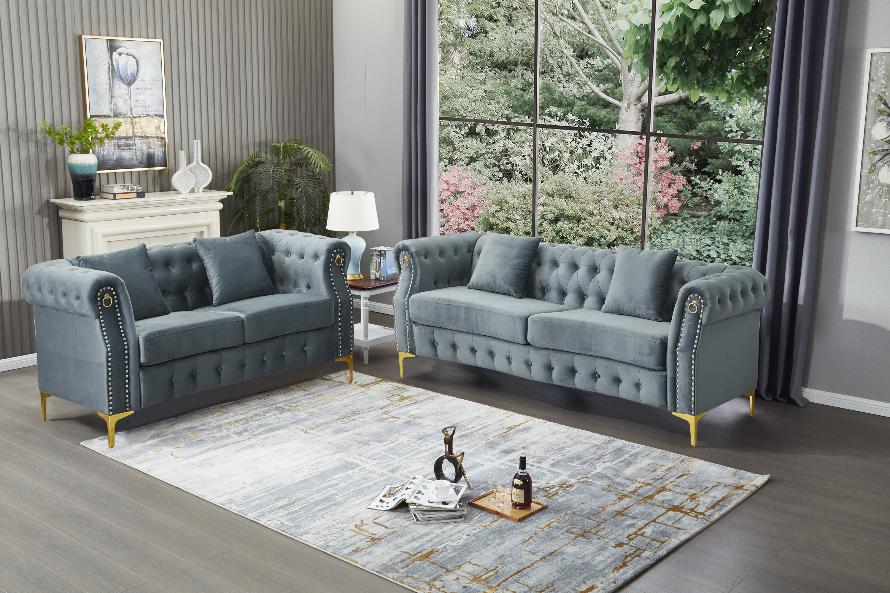 House of Hampton® Frotten 2 - Piece Velvet Living Room Set | Wayfair