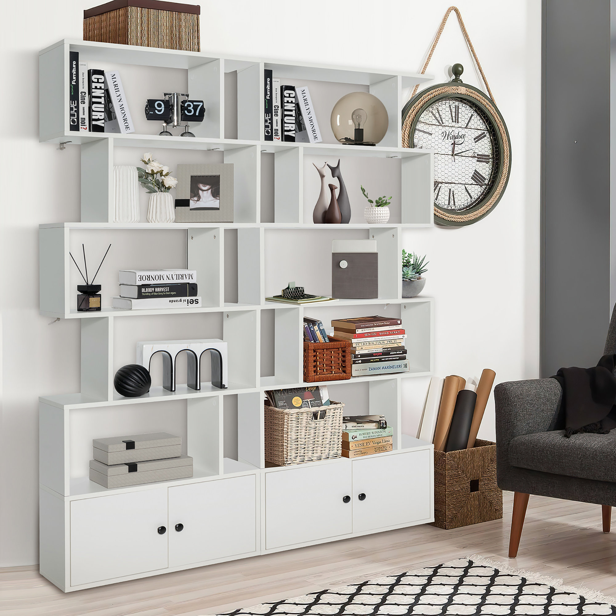 Wade Logan® Bajulal Geometric Storage Bookcase & Reviews | Wayfair