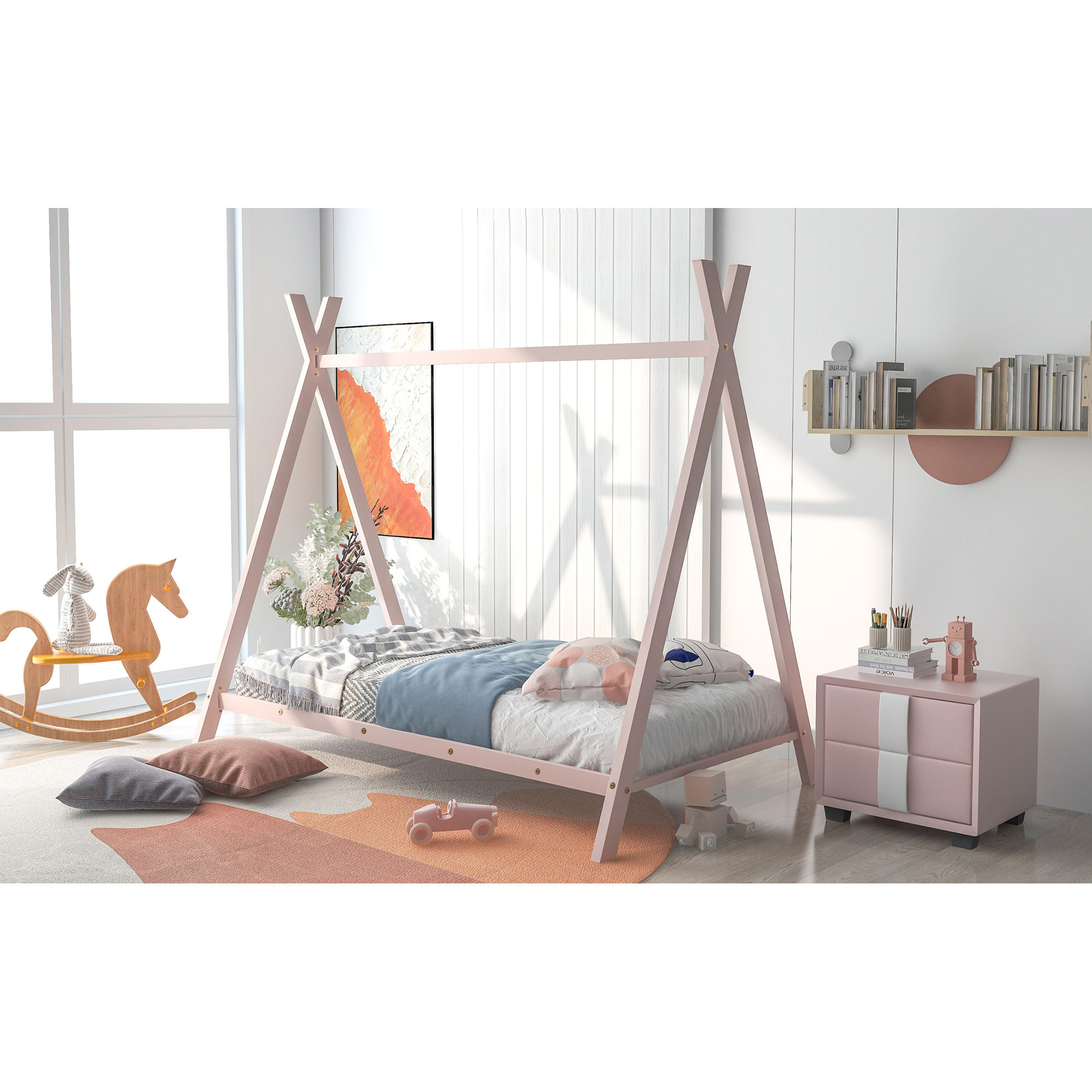 Harper Orchard House Bed Tent Bed Frame Twin Size Metal Floor Play ...