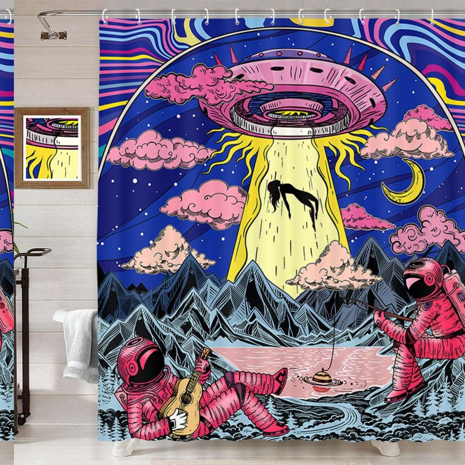 Red Barrel Studio® Galactic Explorer Shower Curtain - Fun Alien ...