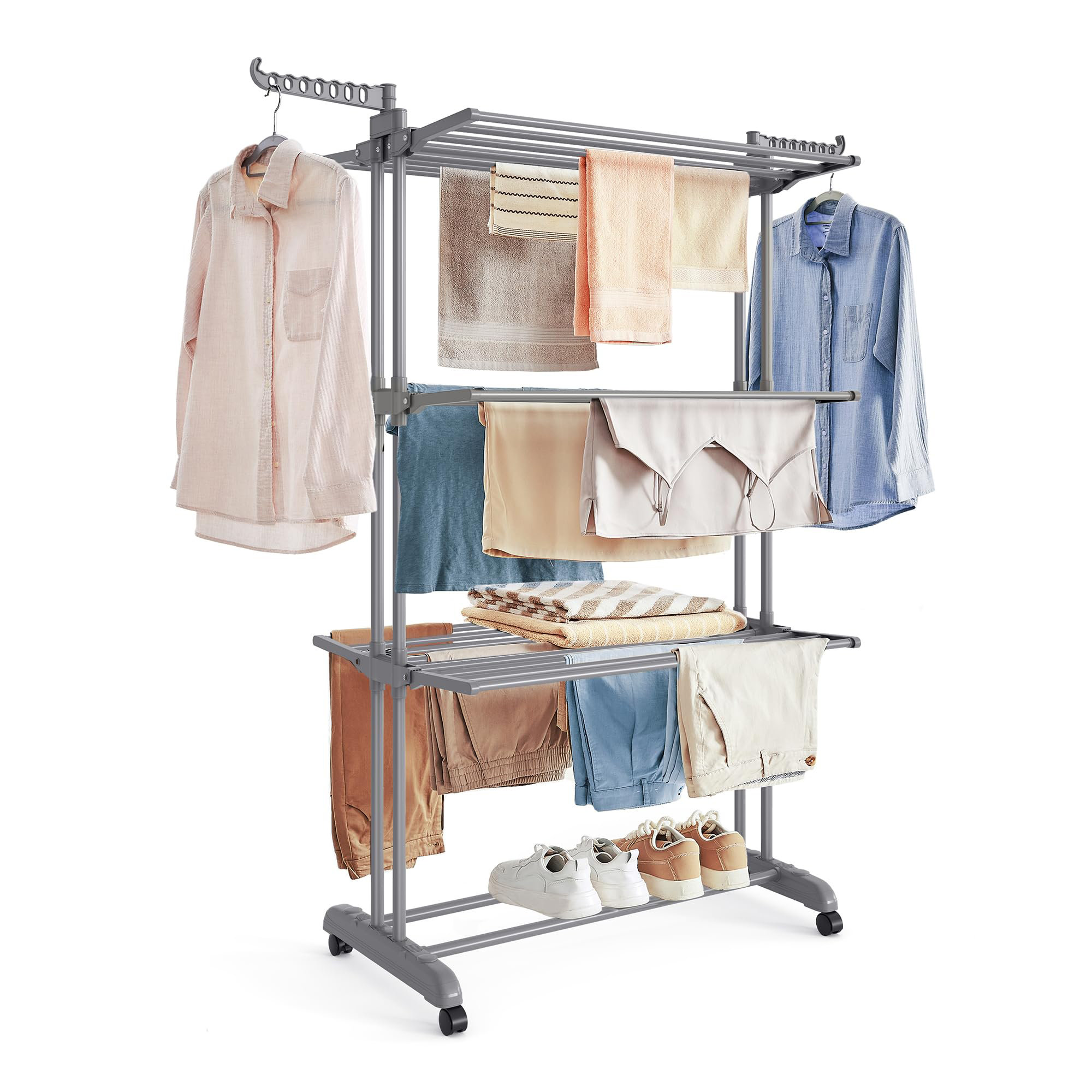 Rebrilliant Clothes Drying Rack Stand 4-Tier, Foldable Laundry Drying ...