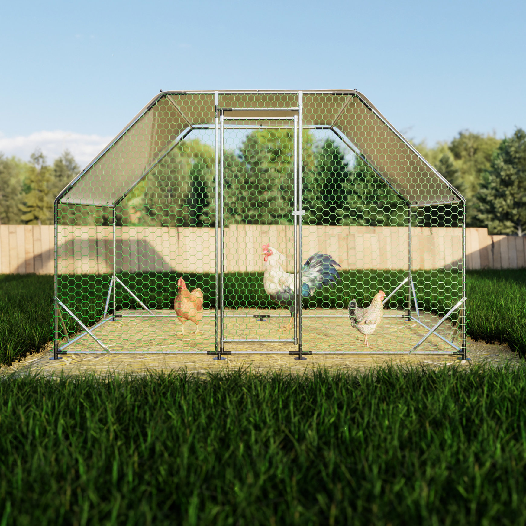 One Allium Way® Galvanized Hen House With Strong Framework And Lockable ...