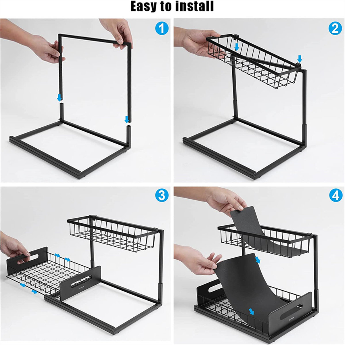 Rebrilliant 2 Tier Under Kitchen Sink Organizers And Storage Bathroom ...