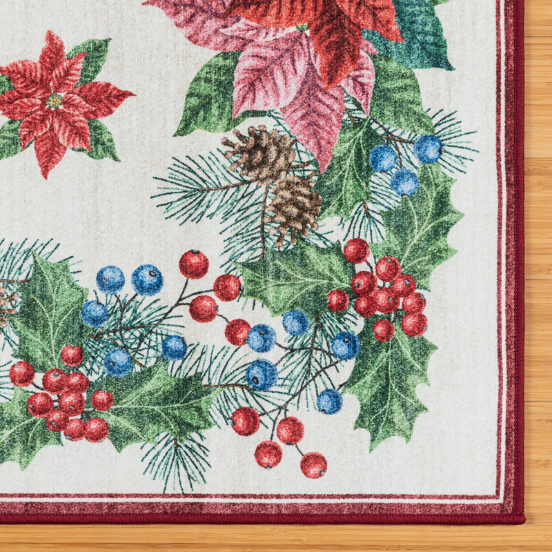 Gertmenian Crystal Print Fete Christmas Transitional Floral Poinsettia ...