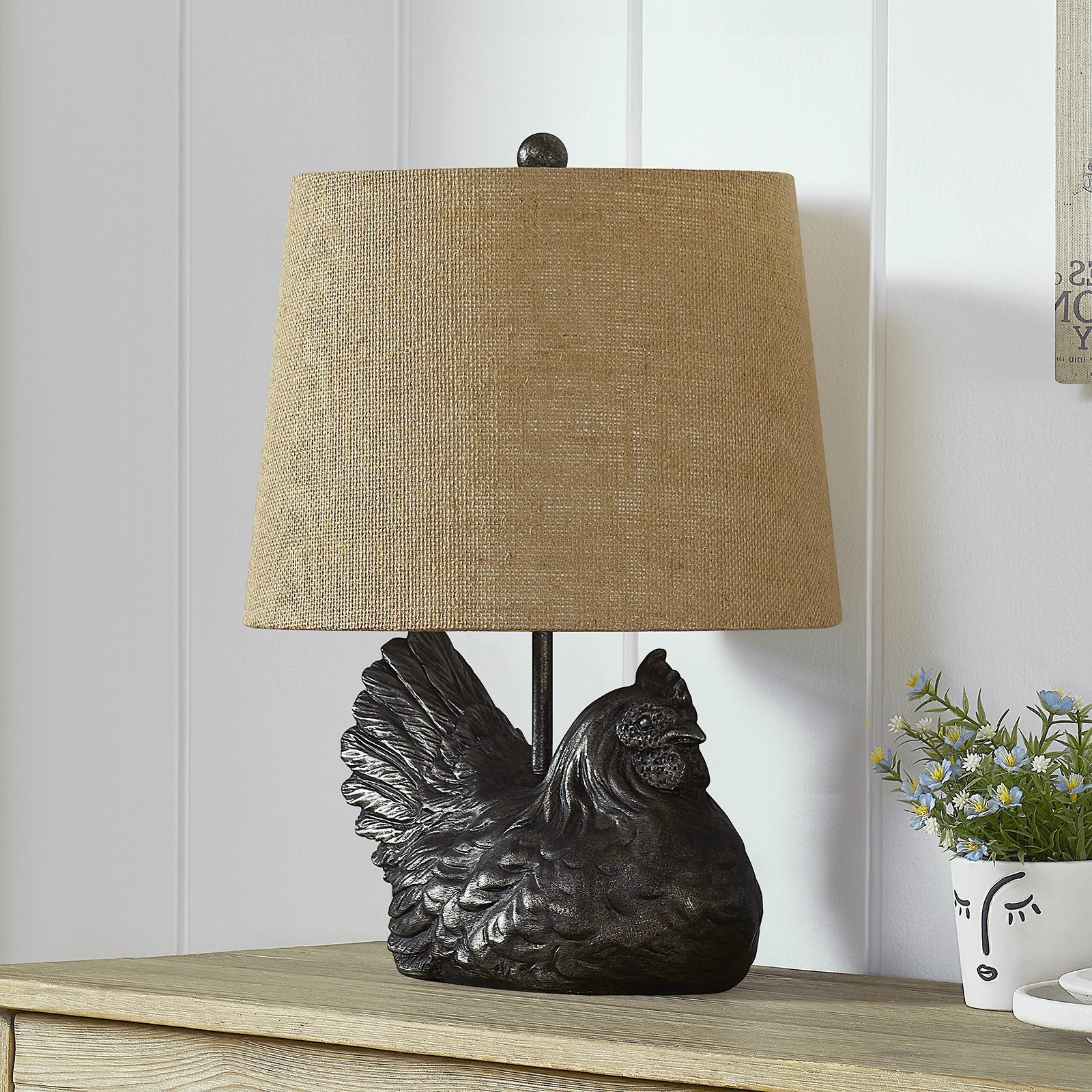 Ophelia & Co. 18" Black Resin Chicken Table Lamp | Wayfair