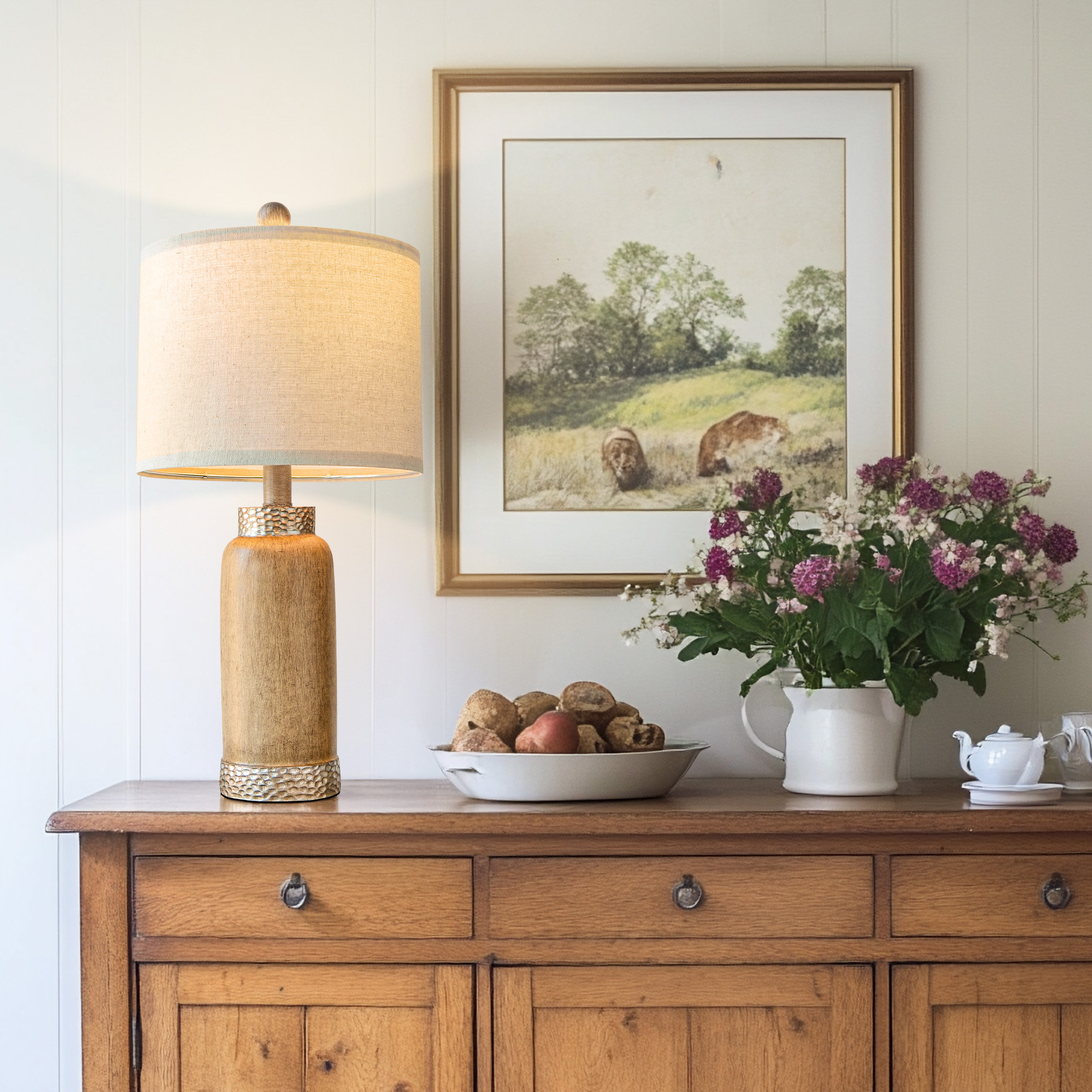 Wrought Studio™ 20.25"vintage Brown Resin Table Lamp For Living Room ...